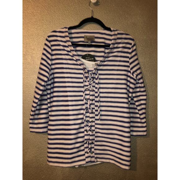 Lynn Ritchie | Tops | Lynn Ritchie Nautical Vsco Rugby Office 34 Sleeve ...